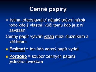Cenné papíry | PPTX
