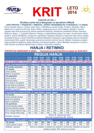 Cenovnik krit 2014 aerodrom hanja | PDF
