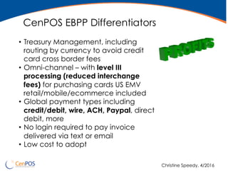 CenPOS EBPP Electronic Bill Presentment & Payment Enterprise Level III ...