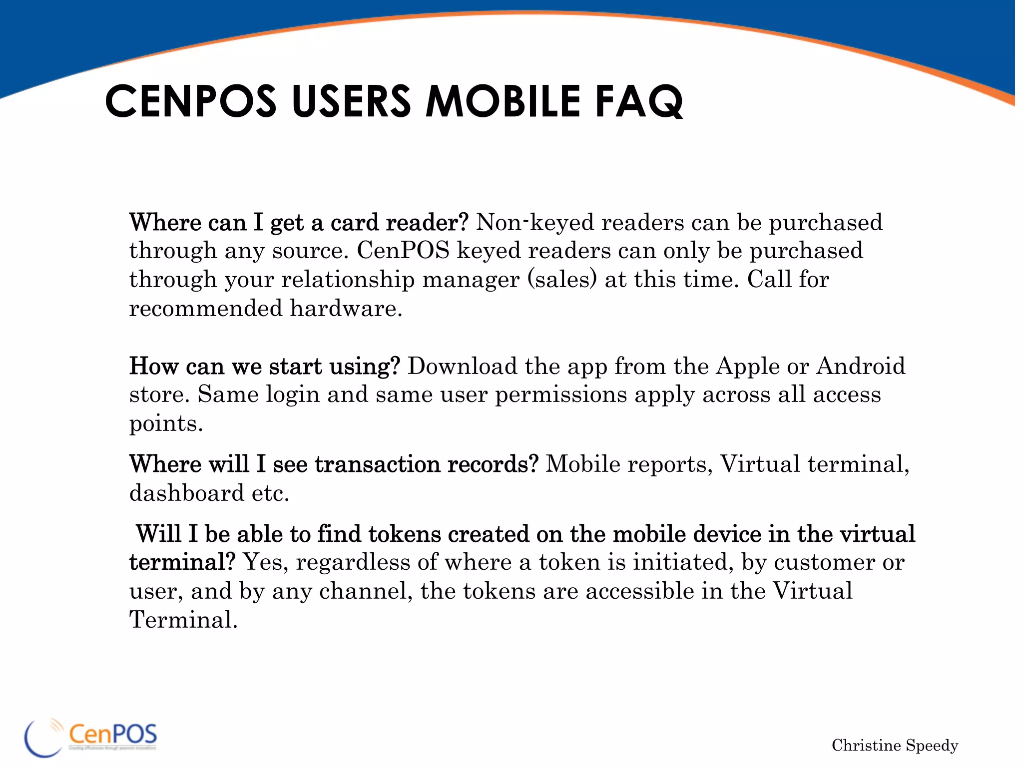 Cenpos Mobile Overview - US EMV Certified | PDF