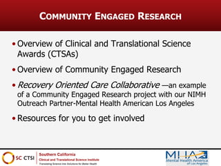 Community Engaged Research for NIMH Outreach Partnership | PPTX