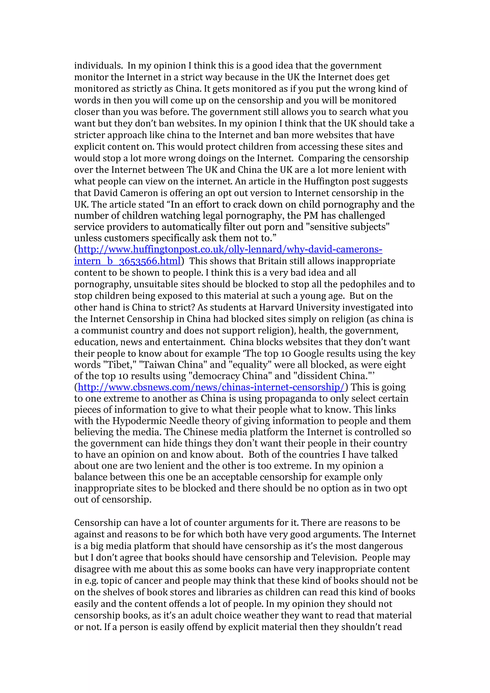 Censorship essay (2) | DOCX