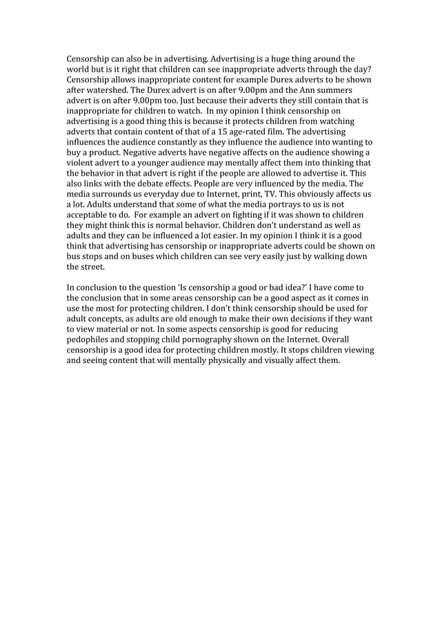 Censorship essay (2) | DOCX