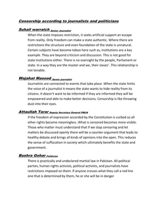 Nature of Censorship in Pakistan | PDF