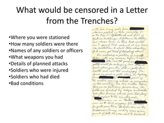 Censorship ww1 | PPTX