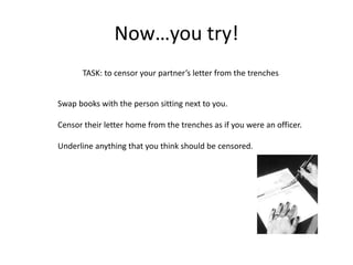 Censorship ww1 | PPTX