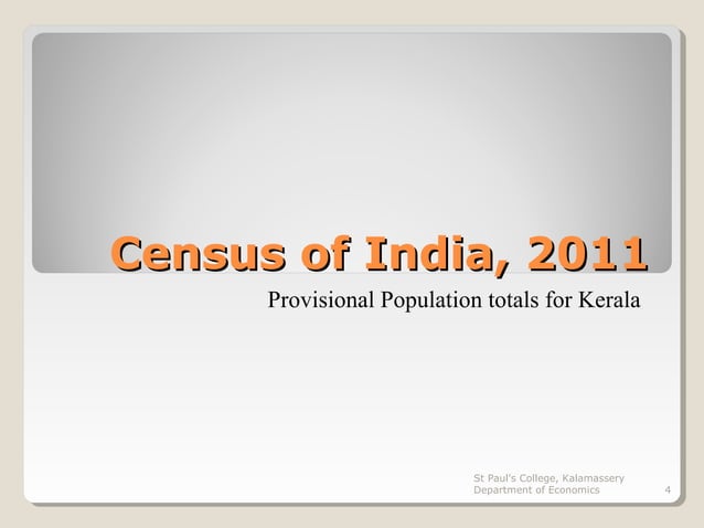 Census of India, 2011 - Provisional Population totals for Kerala | PPT