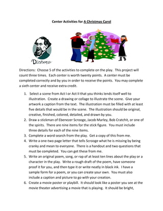 Center activities for a christmas carol | PDF