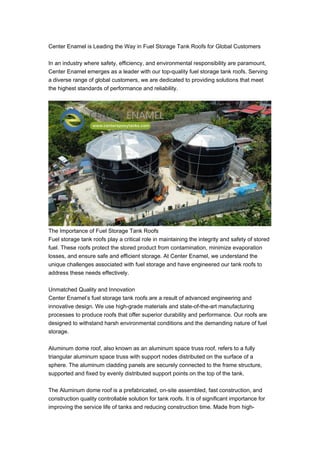 Center Enamel is Leading the Way in Fuel Storage Tank Roofs for Global ...