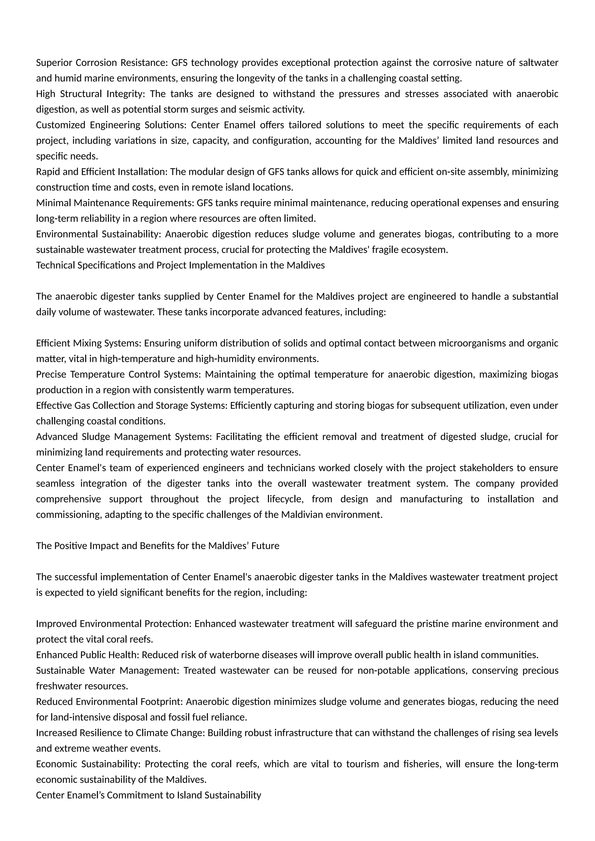 Center Enamel Provides Anaerobic Digester Tanks For Maldives Wastewater ...