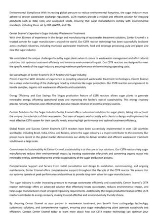 Center Enamel Provides CSTR Reactor for Sugar Industry Wastewater Treatment.docx