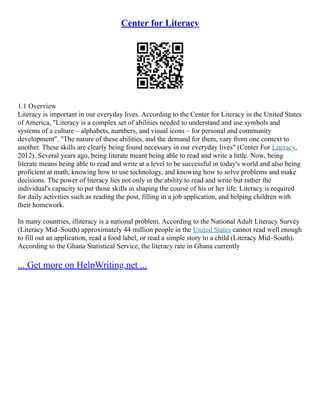 Center For Literacy | PDF