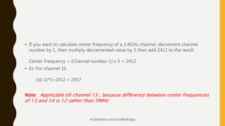 Calculating center frequency of ieee 802.11 wlan | PPTX