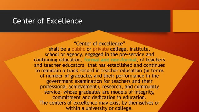 Center of excellence for teacher education | PPSX | Professional School ...