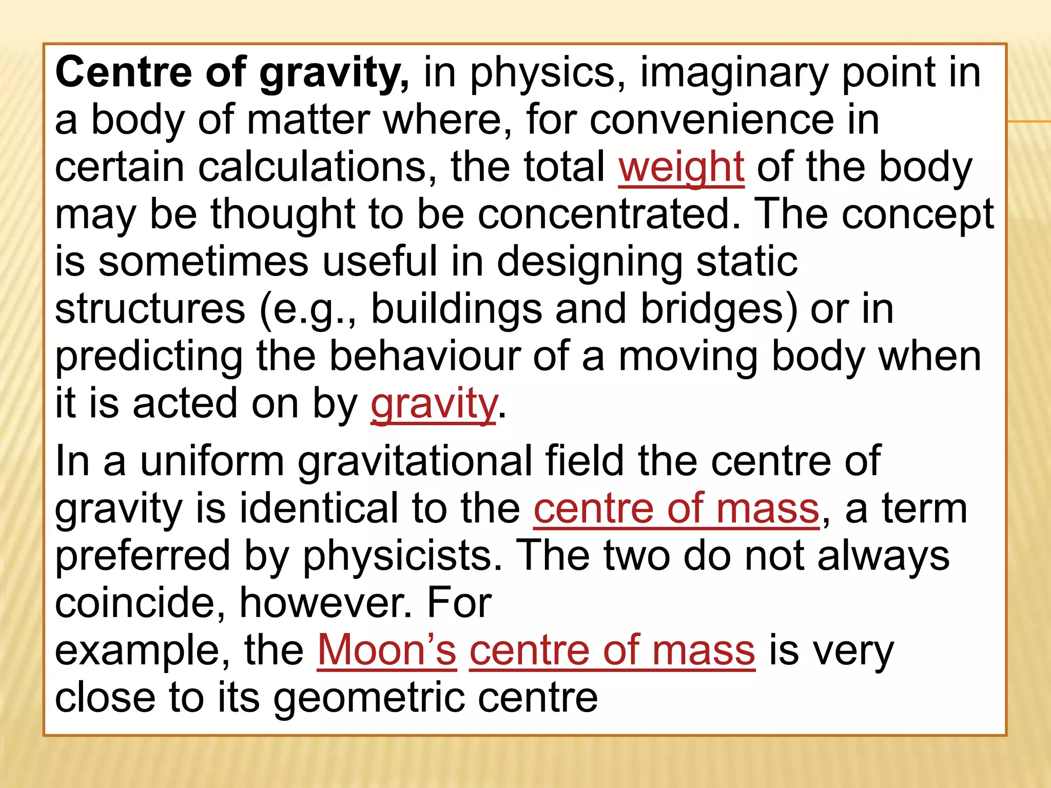 Center of gravity (for nursing) | PPTX | Physics | Science
