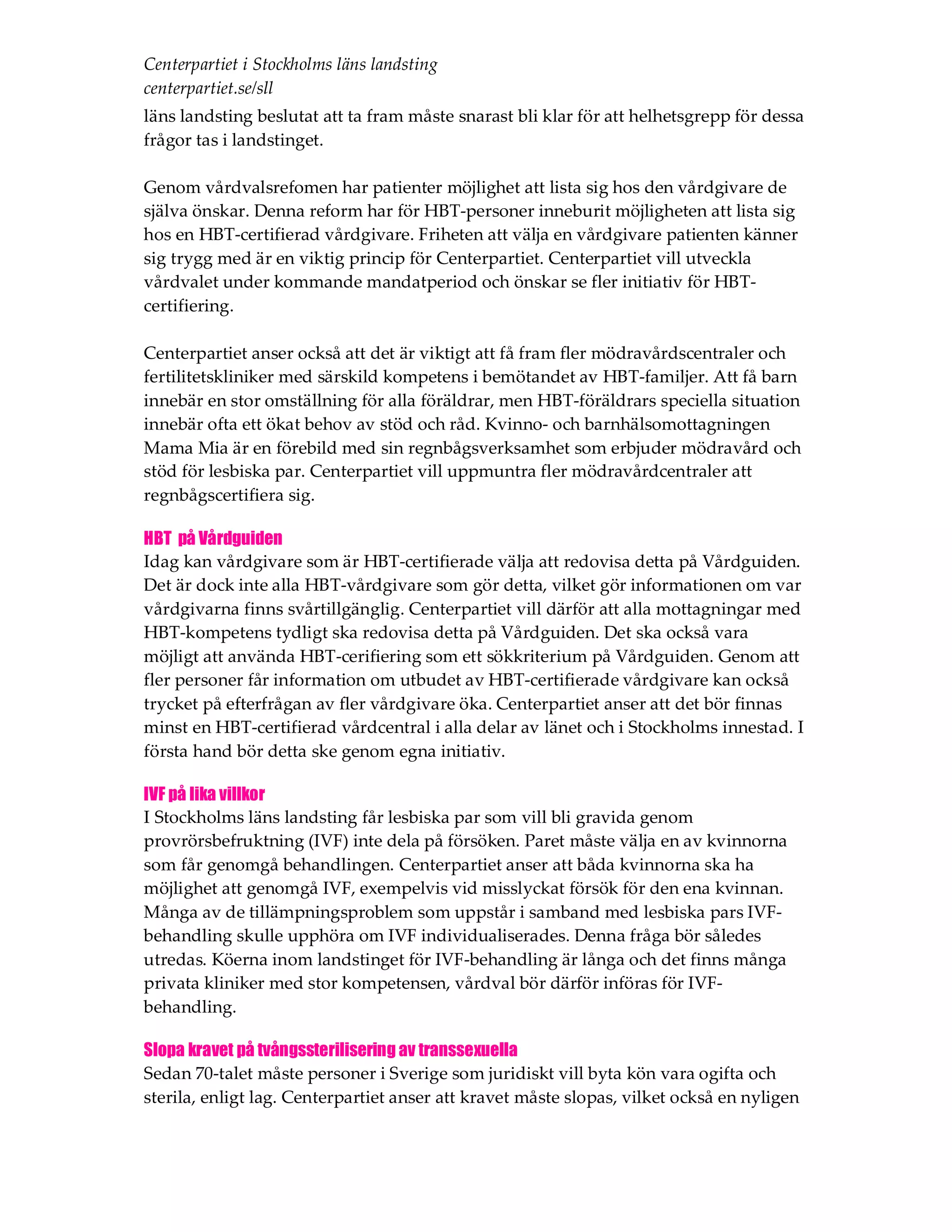 HBT-landstinget stockholm | PDF