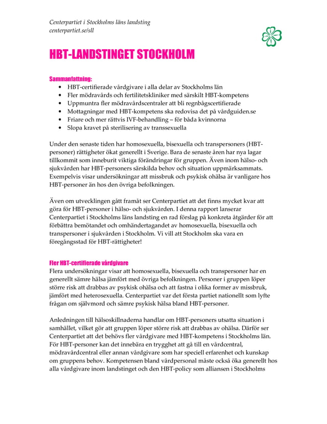 HBT-landstinget stockholm | PDF