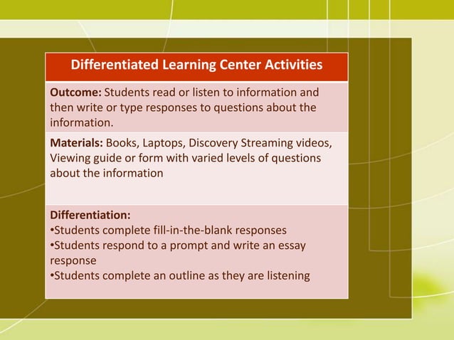 Designing Learning Centers | PPTX | Educational Assessment | Education