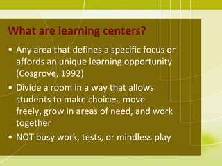 Designing Learning Centers | PPTX