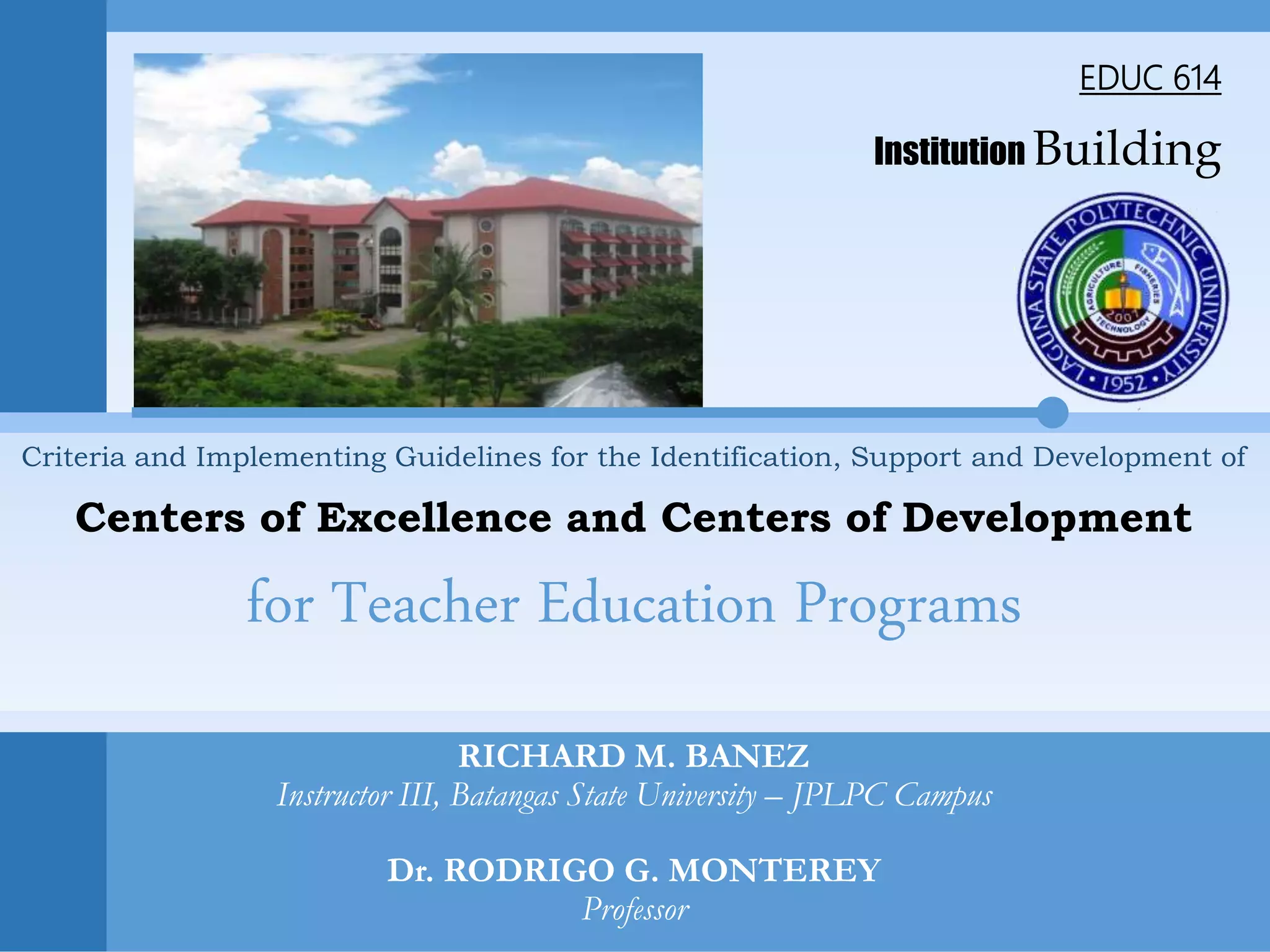 Centers of excellence and centers of development | PPTX