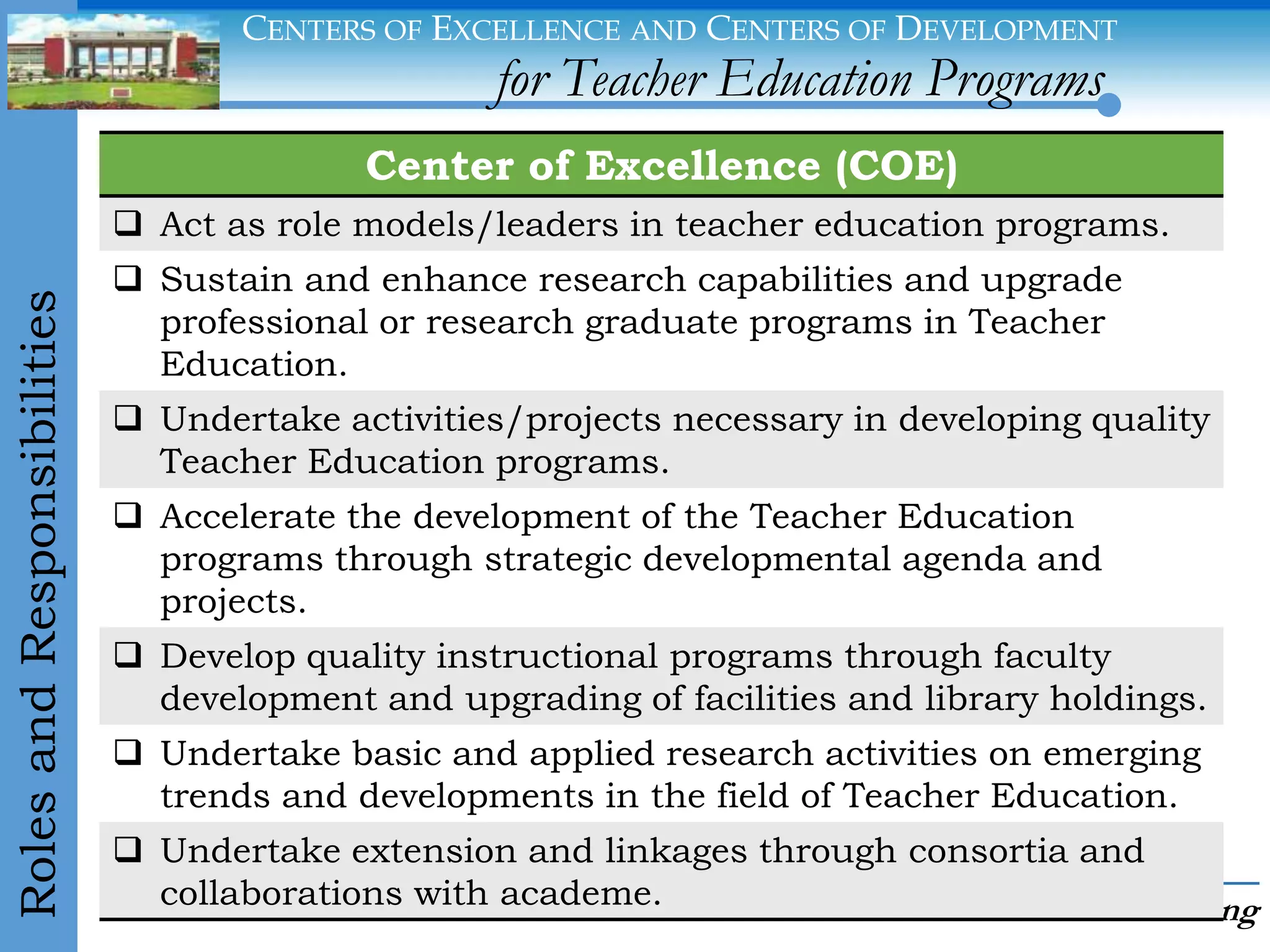 Centers of excellence and centers of development | PPTX