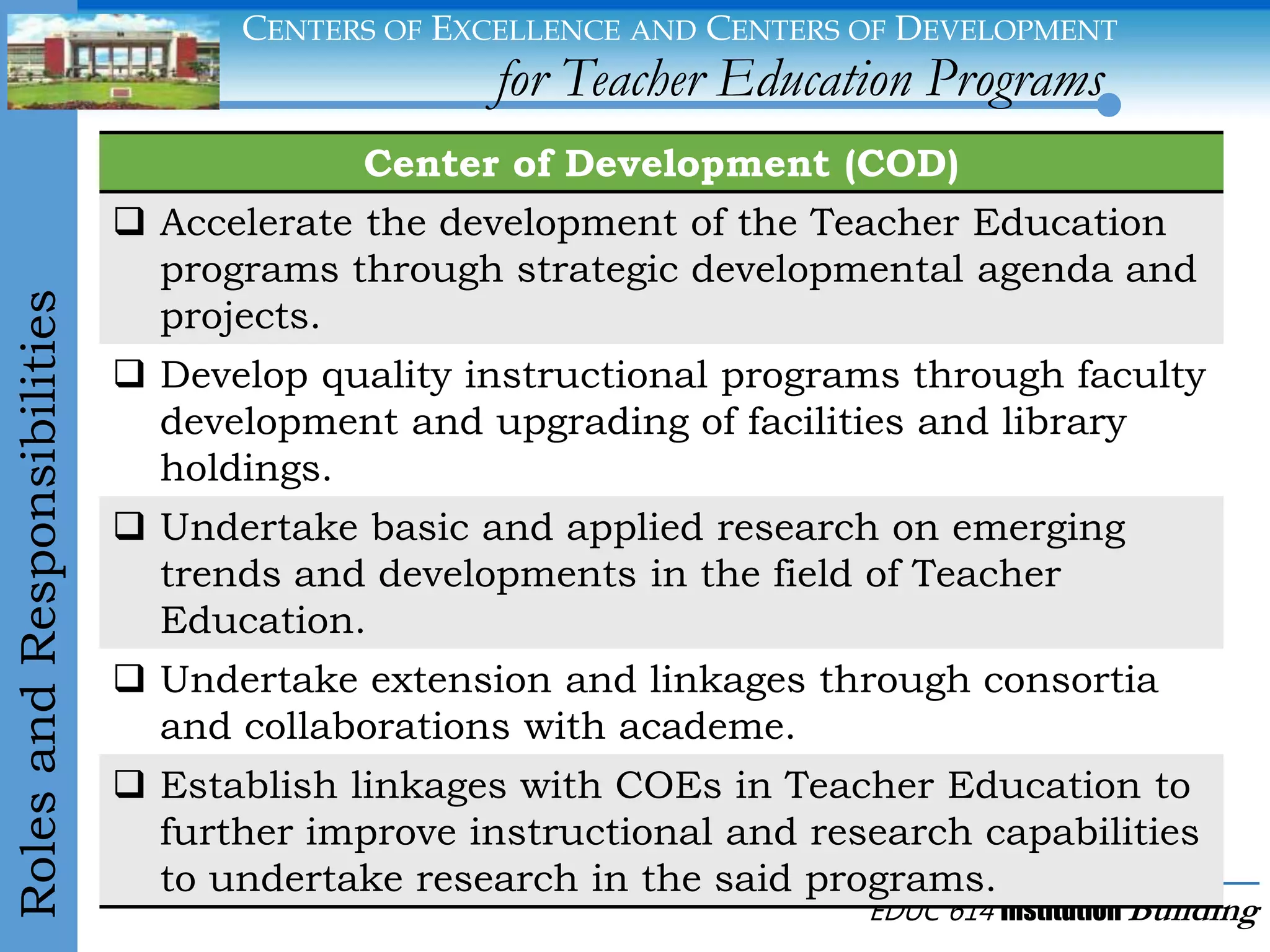 Centers of excellence and centers of development | PPTX