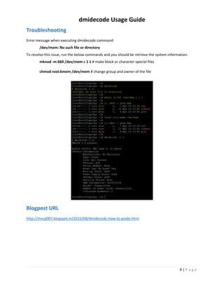 CENTOS 7 dmidecode Usage Guide | PDF