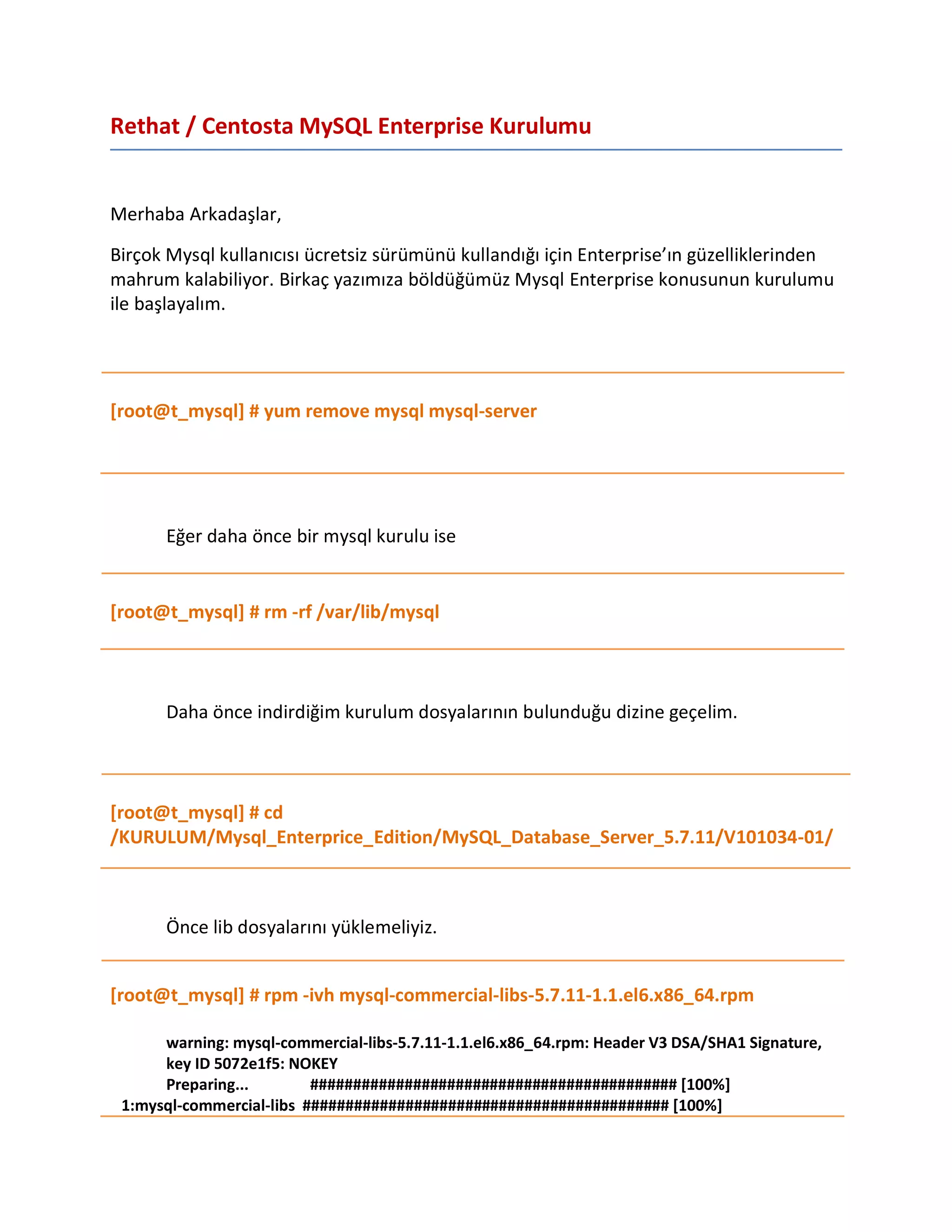 Centosta mysql enterprise kurulumu | PDF