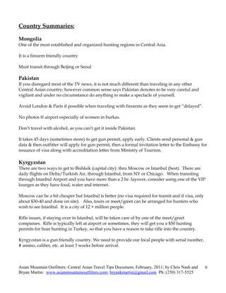 TRAVEL TIPS FOR CENTRAL ASIA/RUSSIA | DOC