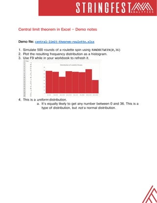 Demo guide: The central limit theorem, visualized in Excel | PDF