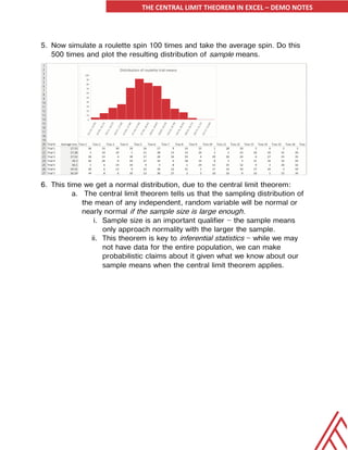 Demo guide: The central limit theorem, visualized in Excel | PDF