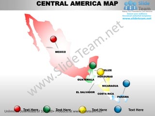 Central america powerpoint editable continent map with countries ...