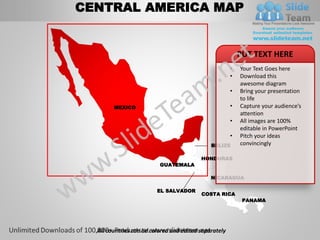 Central america powerpoint editable continent map with countries ...