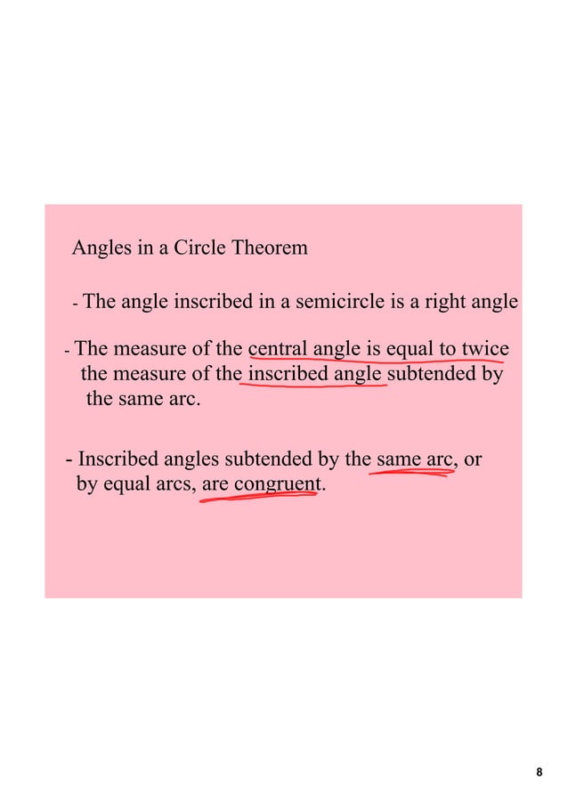 Central And Inscribed Angles | PDF