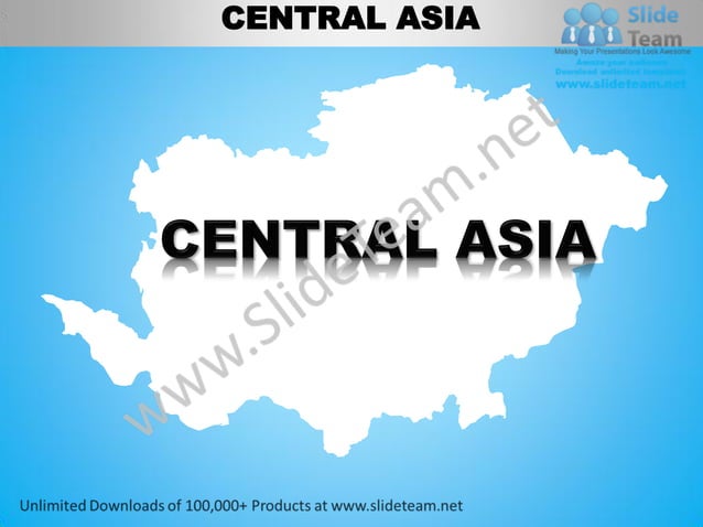 Central asia powerpoint editable continent map with countries templates ...