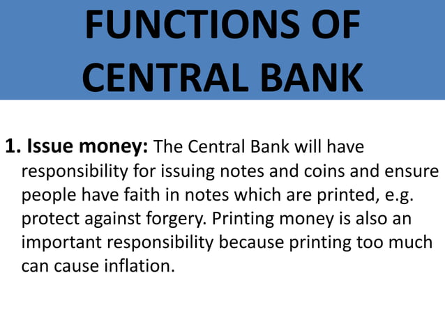 Central bank and functions | PPTX