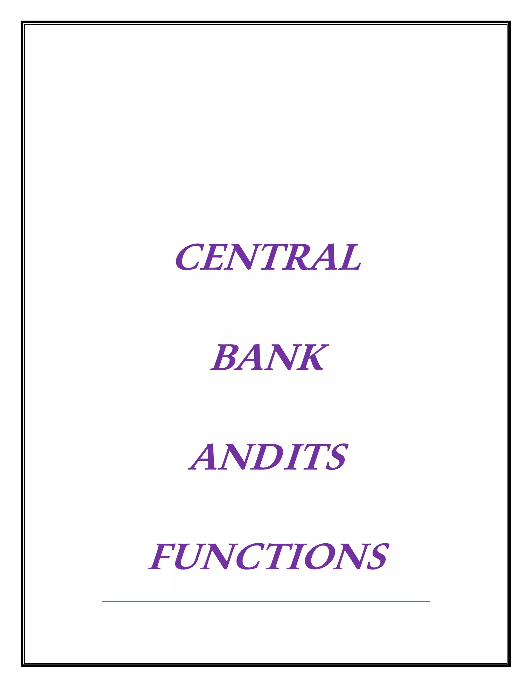 Central bank and its functions | DOCX