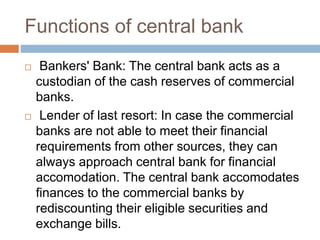 Central bank and its functions | PPTX