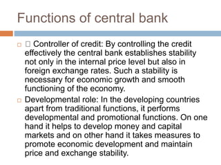 Central bank and its functions | PPTX