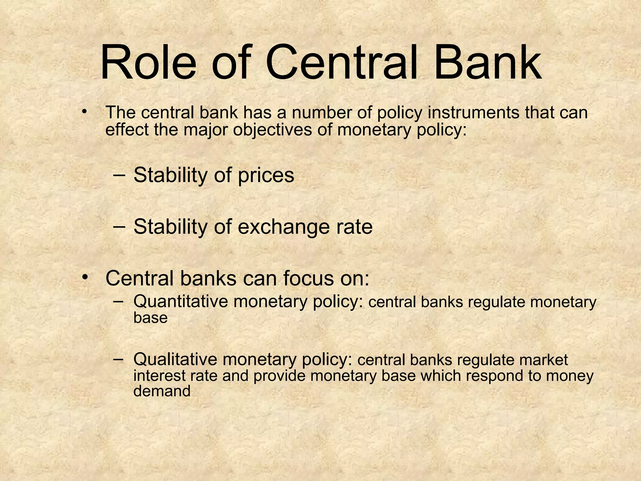Central banking & the monetary policy | PPT