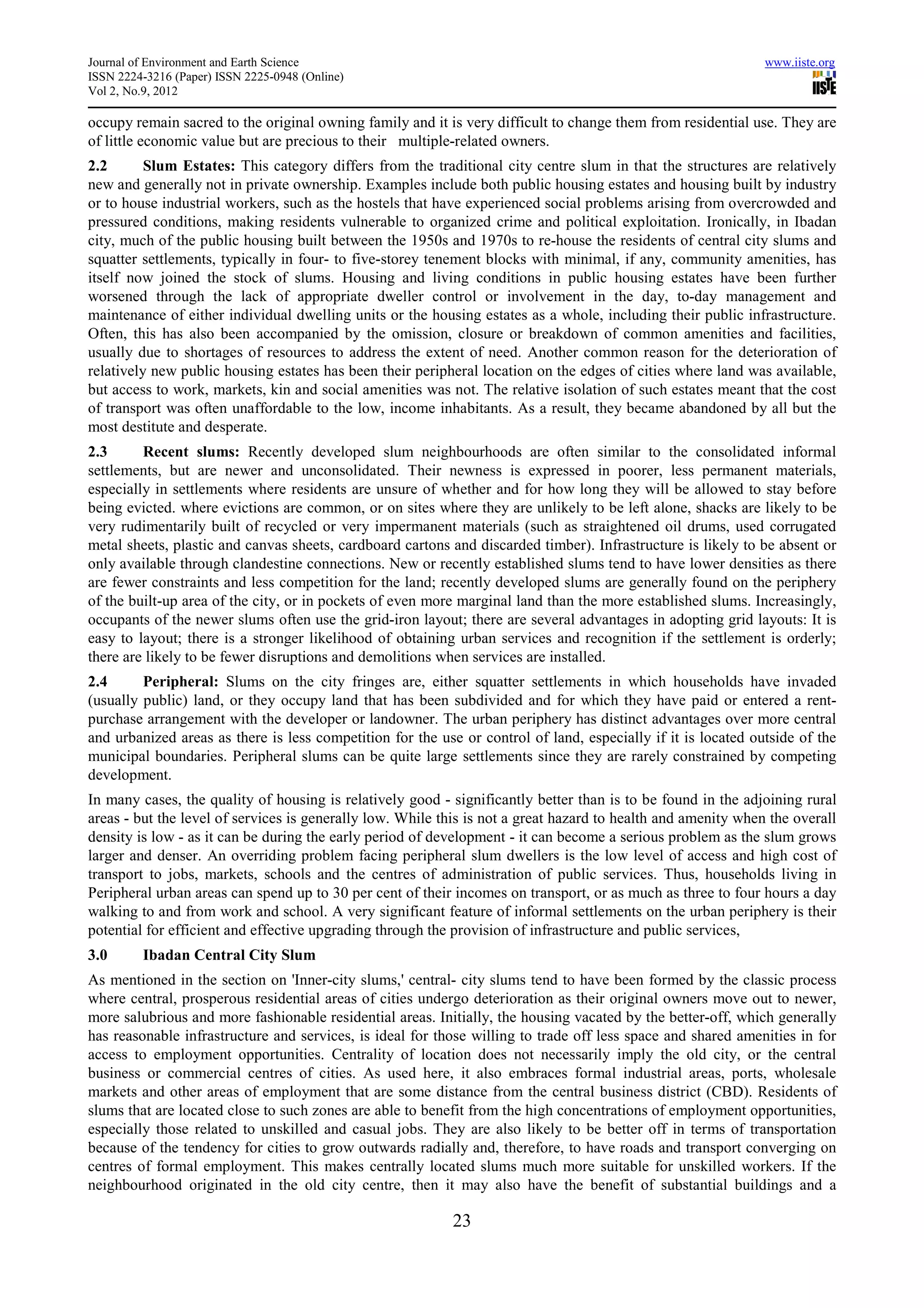 Central city slums, a case study of | PDF