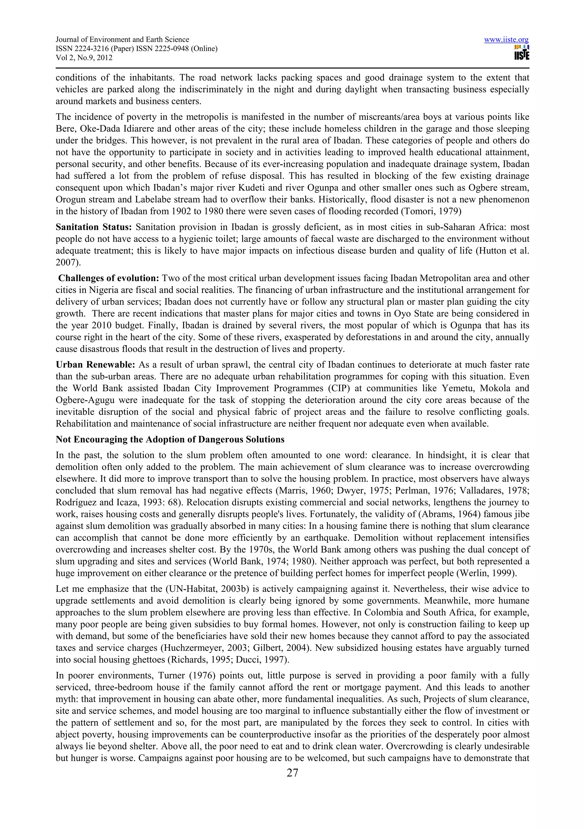 Central city slums, a case study of | PDF