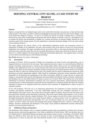 Central city slums, a case study of | PDF