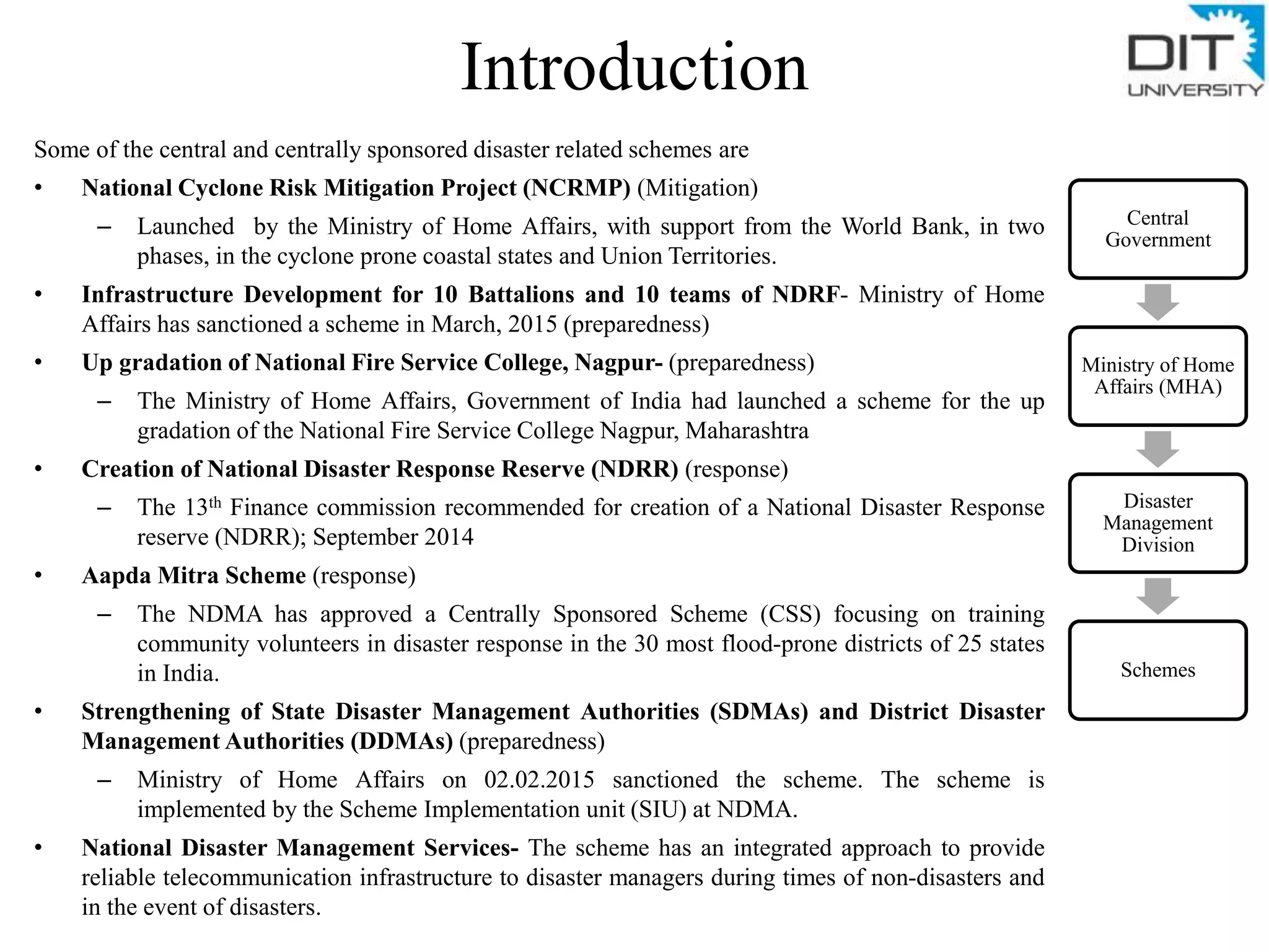Central Disaster Management and Mitigation Schemes .pptx