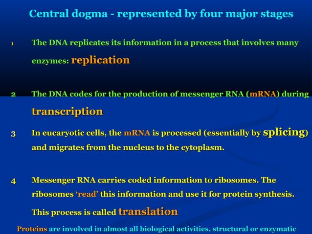 Central dogma of life | PPT | Biological Sciences | Science