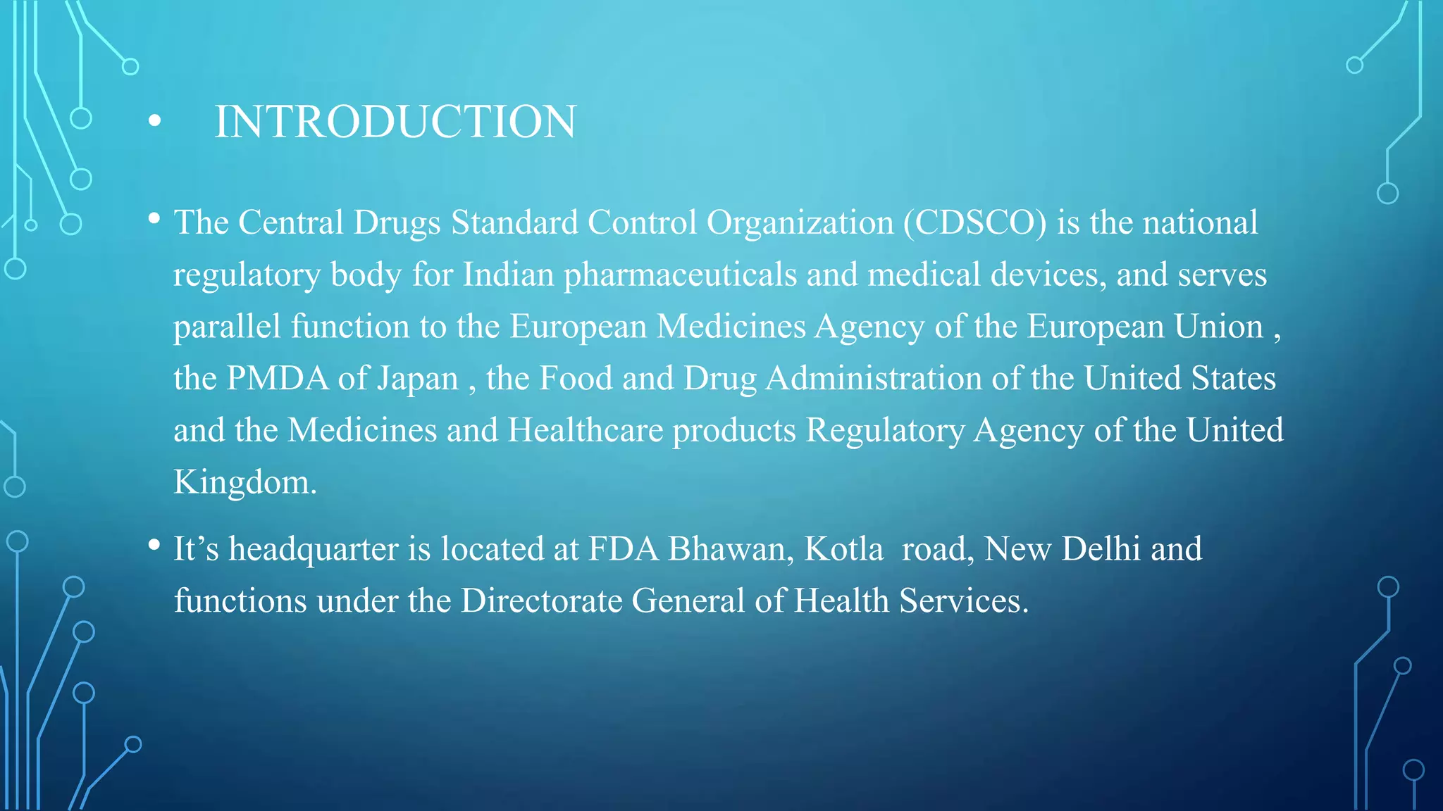 Central Drugs Standard Control Organization (CDSCO) | PPTX