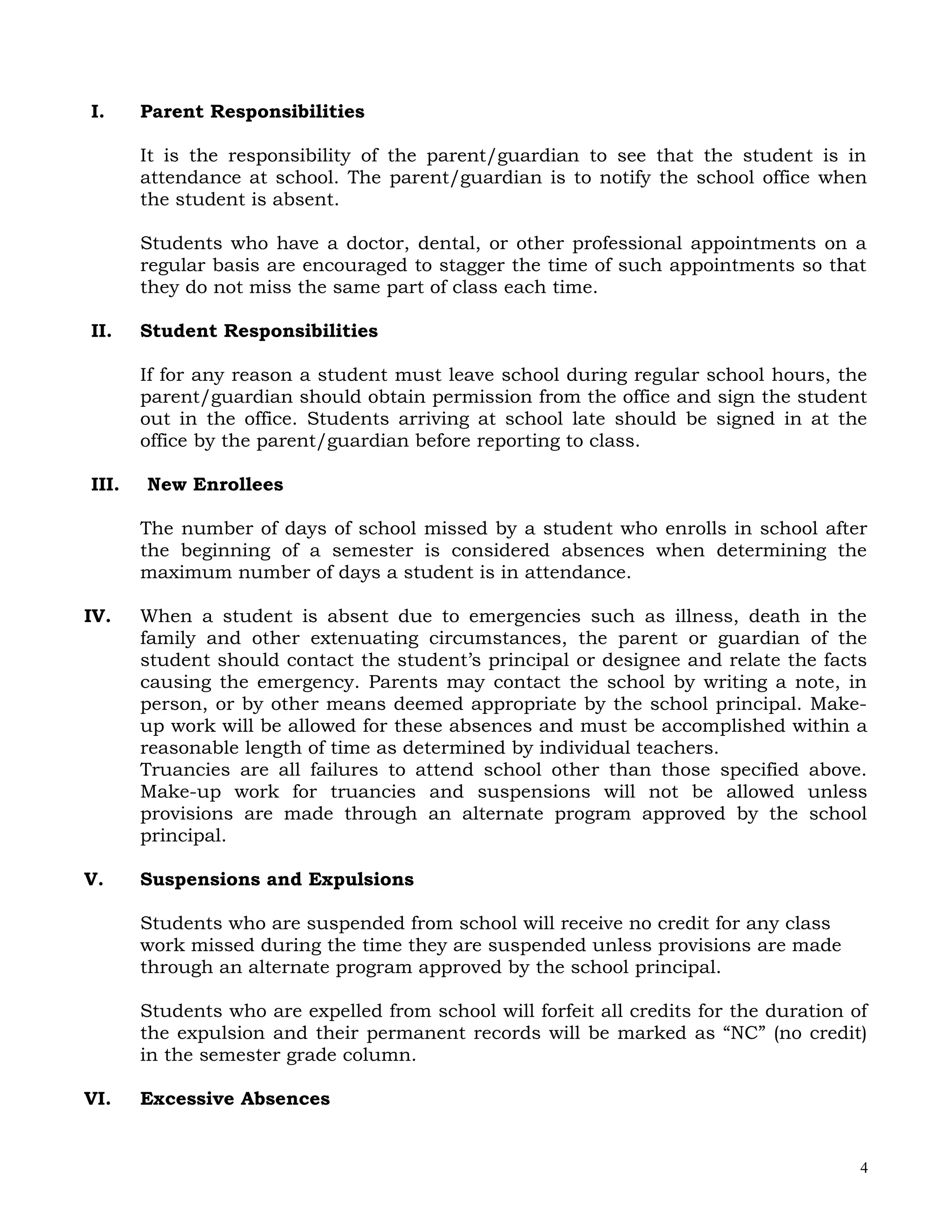 Central elementary school student handbook | DOC