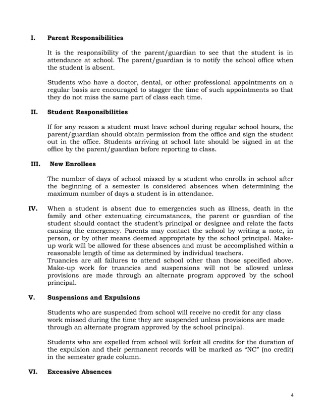 Central elementary school student handbook | DOC