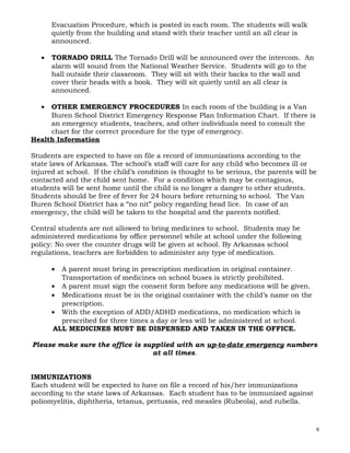 Central elementary school student handbook | DOC