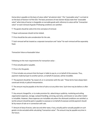 Central excise | DOCX